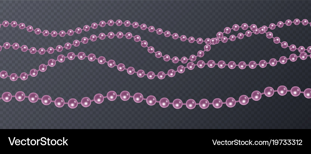 Set of realistic pink pearl threads Royalty Free Vector
