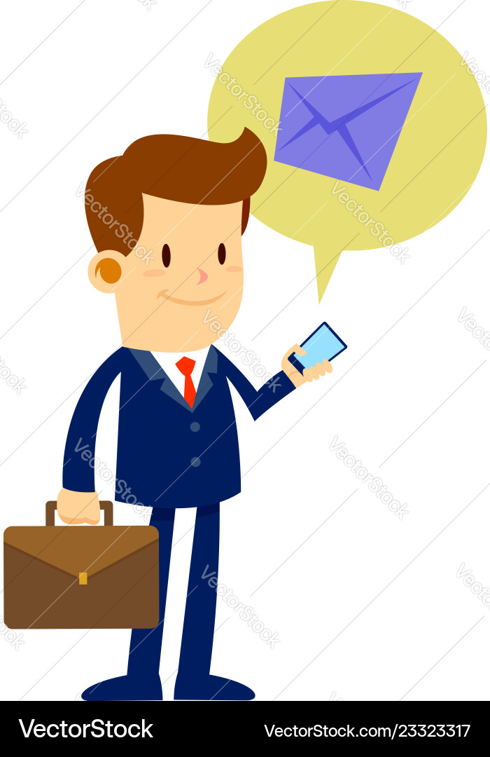 Businessman checking email with his smart phone Vector Image