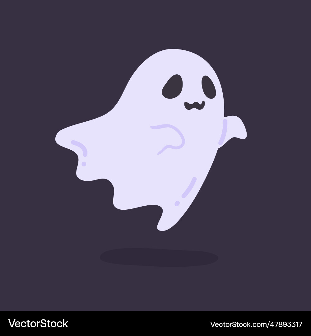 Cartoon ghost in white robe floating haunt Vector Image