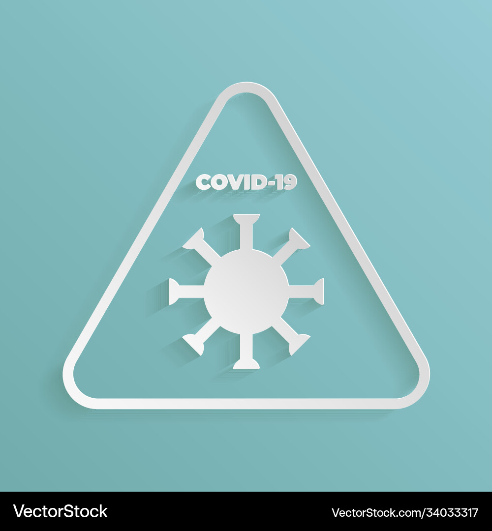 Coronavirus icon - yellow triangle hazard sign Vector Image