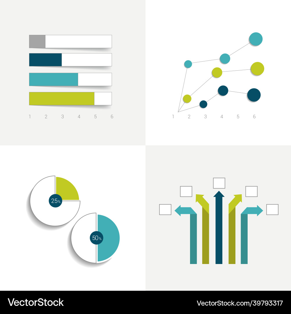 Flat set of charts and brochure elements simply Vector Image