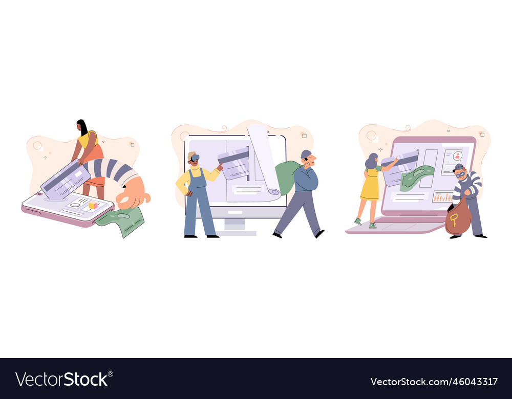 Hacker activity big set hacking computer Vector Image