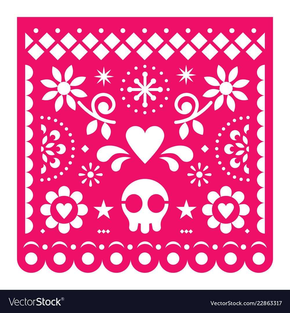 Mexican Papel Picado Design Pink Retro Royalty Free Vector