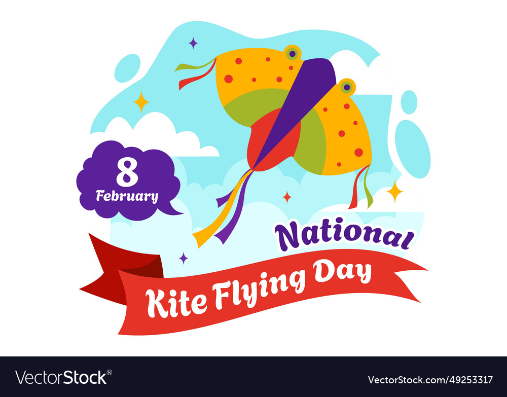 National kite flying day on february 8 of sunny Vector Image
