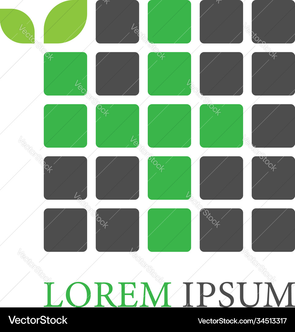 Number 4 logo icon with leafs on squares design Vector Image