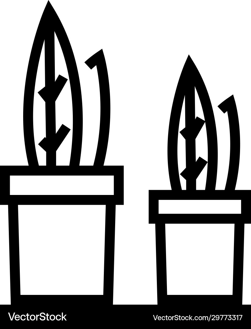 Office plants line icon concept sign outline Vector Image