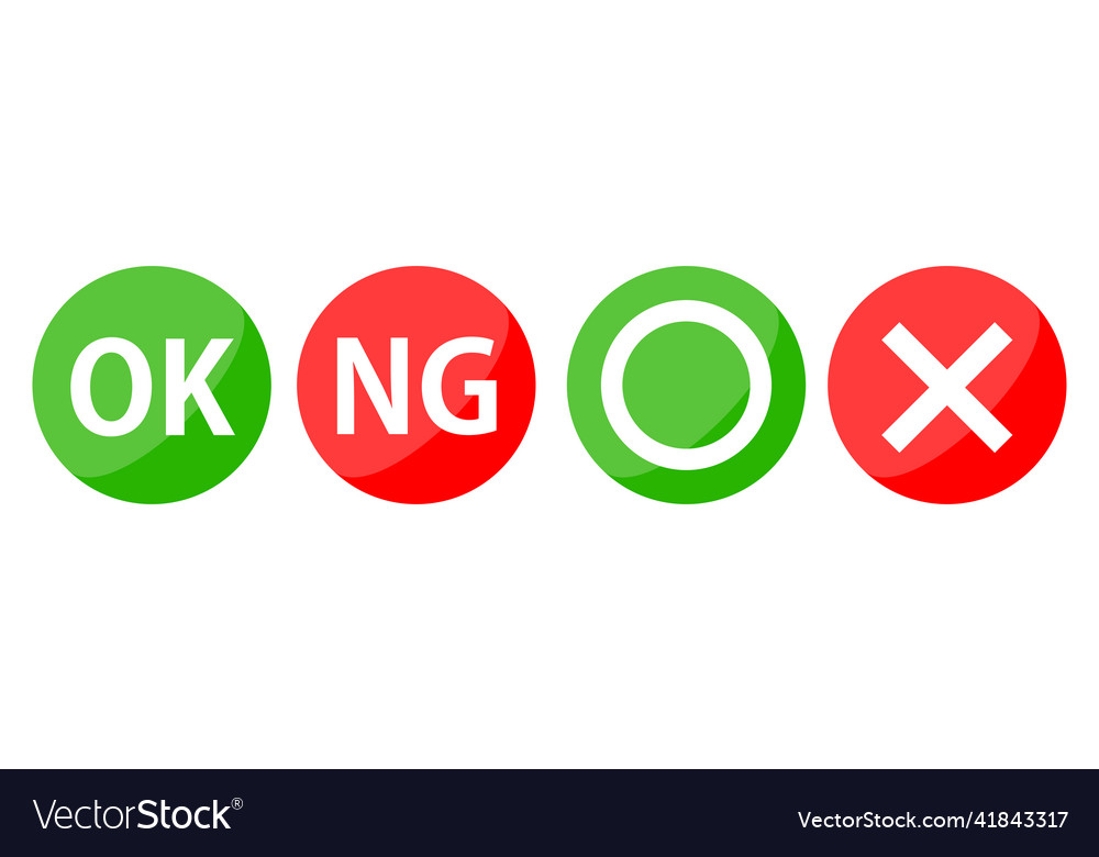 Ok mark and ng circle cross Royalty Free Vector Image