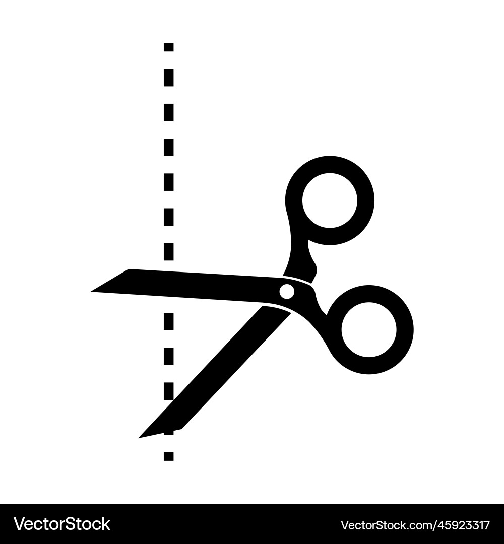 Scissors and cut line silhouette icon or cutout Vector Image