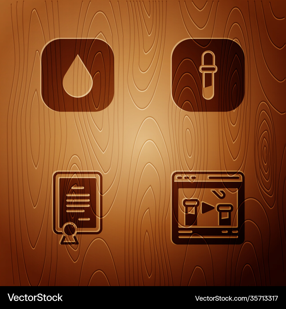 Set chemical online water drop certificate Vector Image