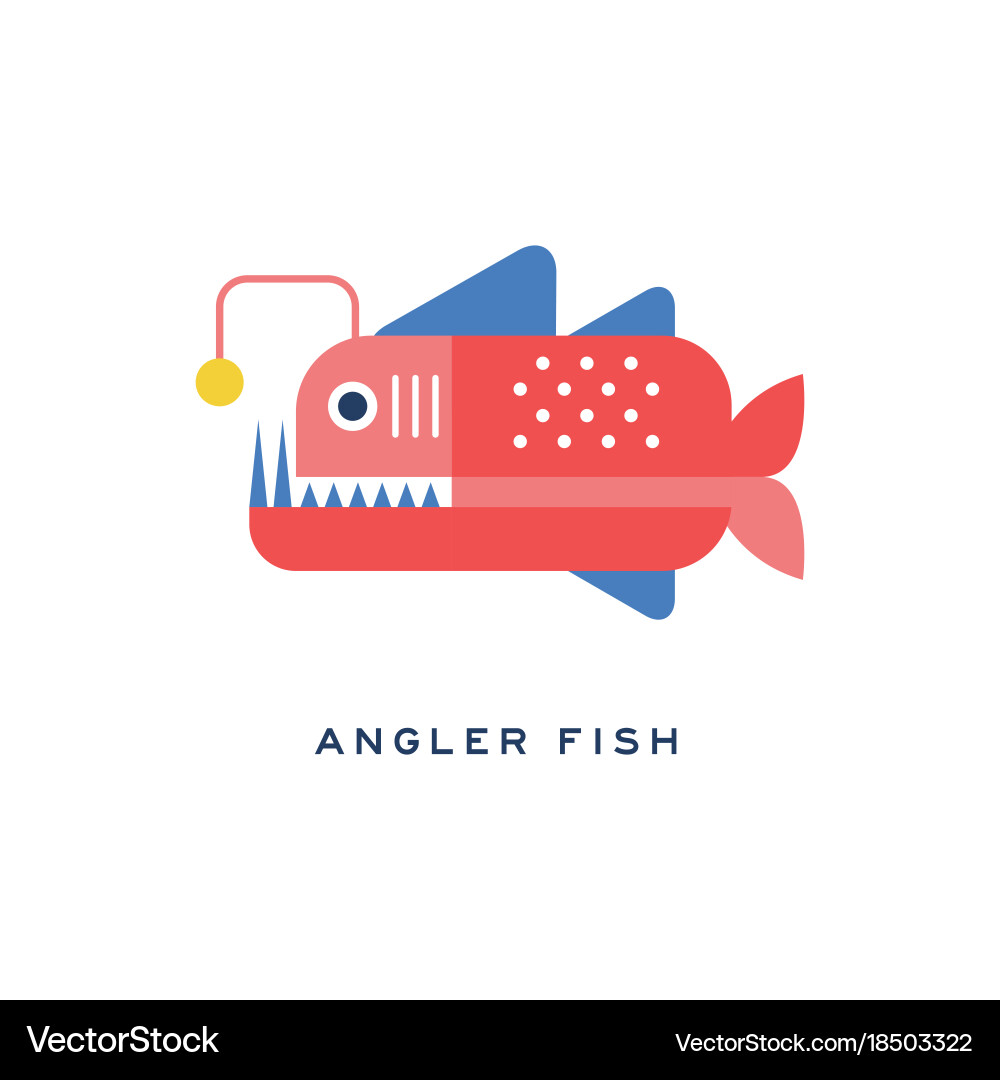 Angler fish sea carnivorous geometric flat Vector Image
