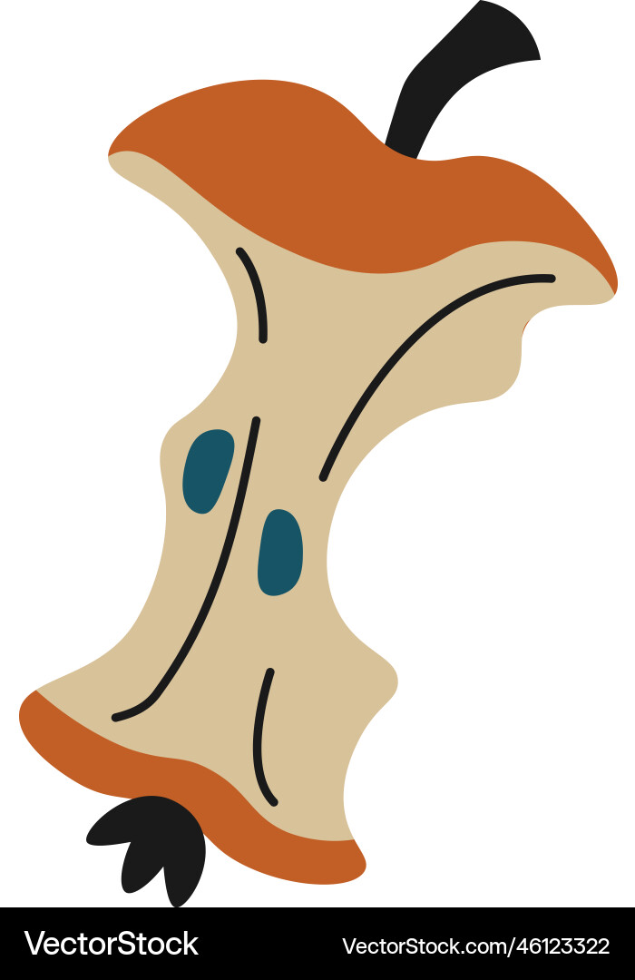 Apple core food waste flat icon sorted organic Vector Image