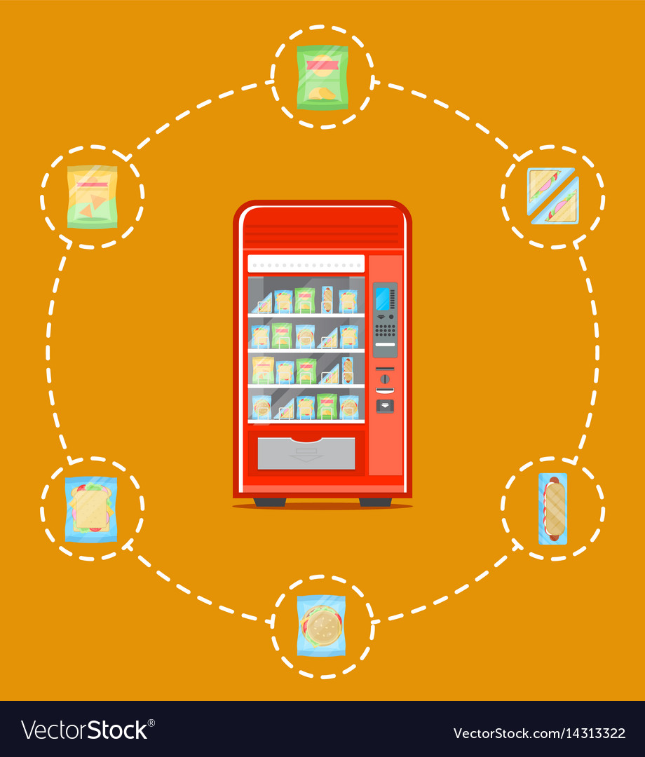 Automatic vending machine in flat design Vector Image