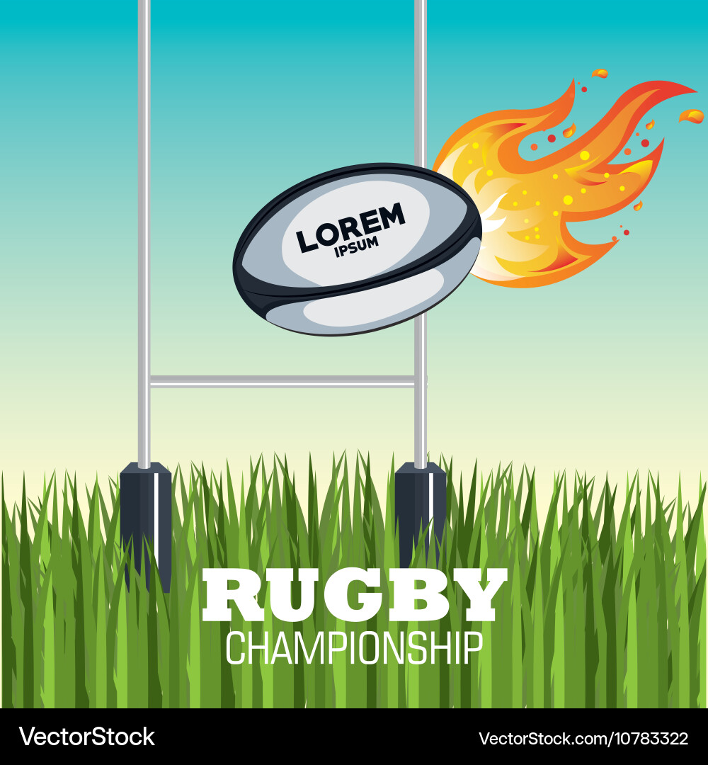 Ball rugby flames field design Royalty Free Vector Image