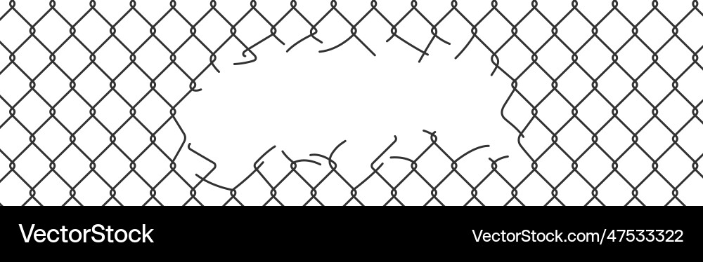 Broken wire mesh fence rabitz or chain link fence Vector Image