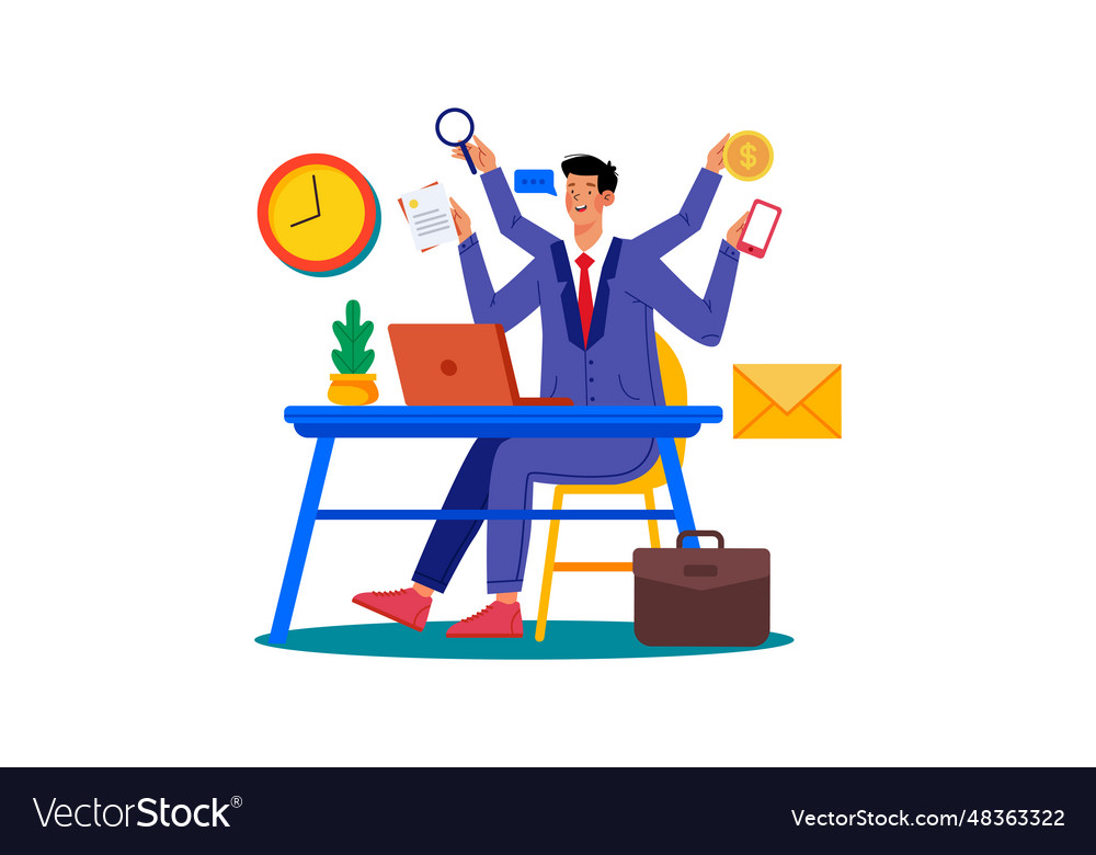 Ceo managing multiple projects and tasks Vector Image
