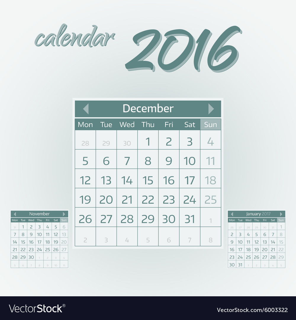 December 2016 Royalty Free Vector Image - VectorStock