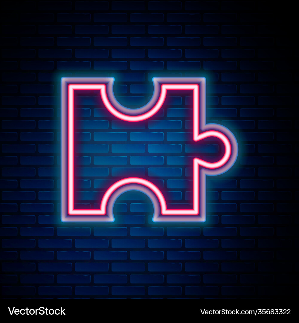 Glowing neon line piece puzzle icon isolated Vector Image