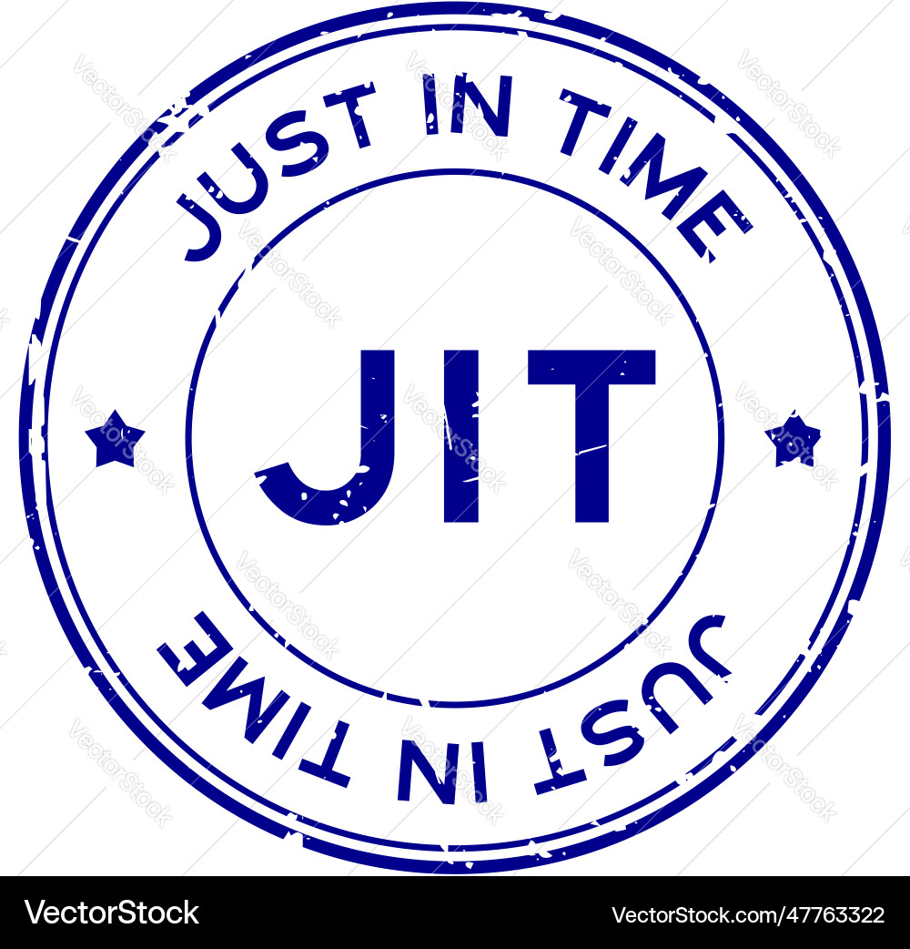 Grunge blue jit just in time word round rubber Vector Image