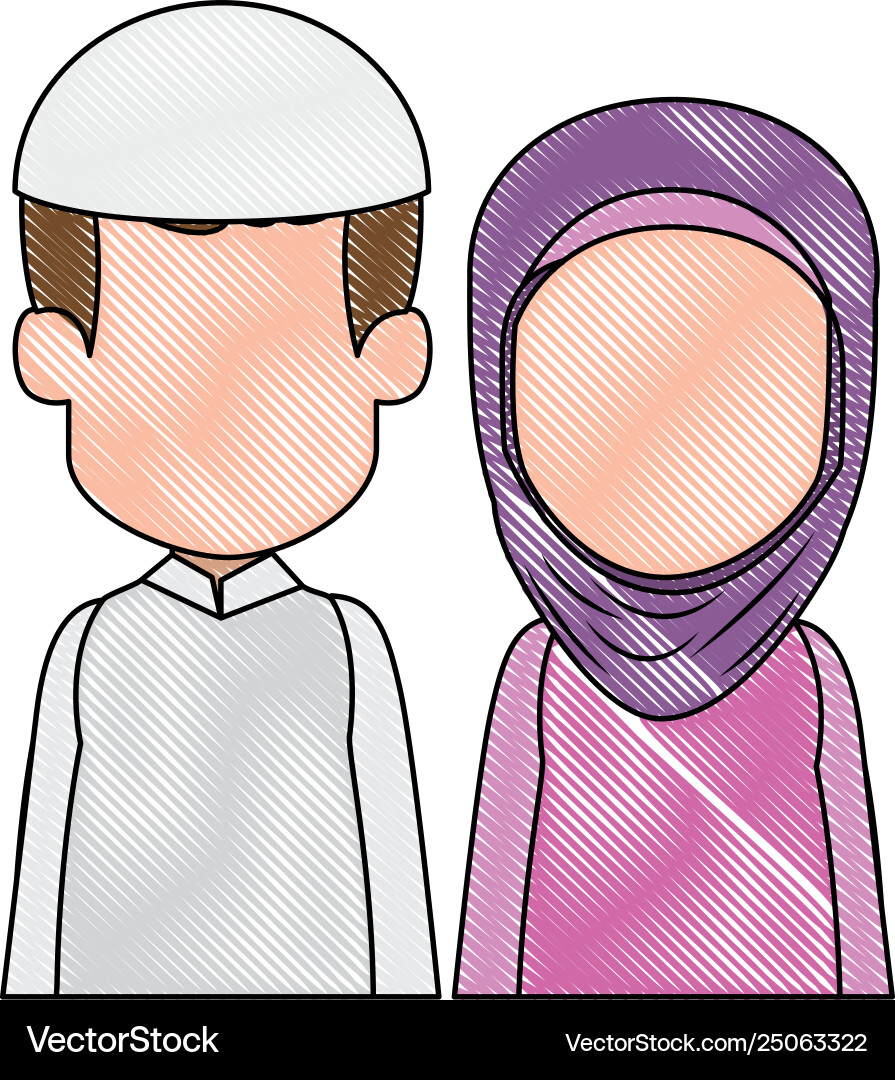 Muslim couple avatars characters Royalty Free Vector Image