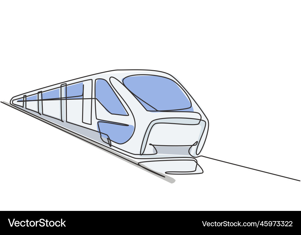 Single one line drawing of train seen from Vector Image