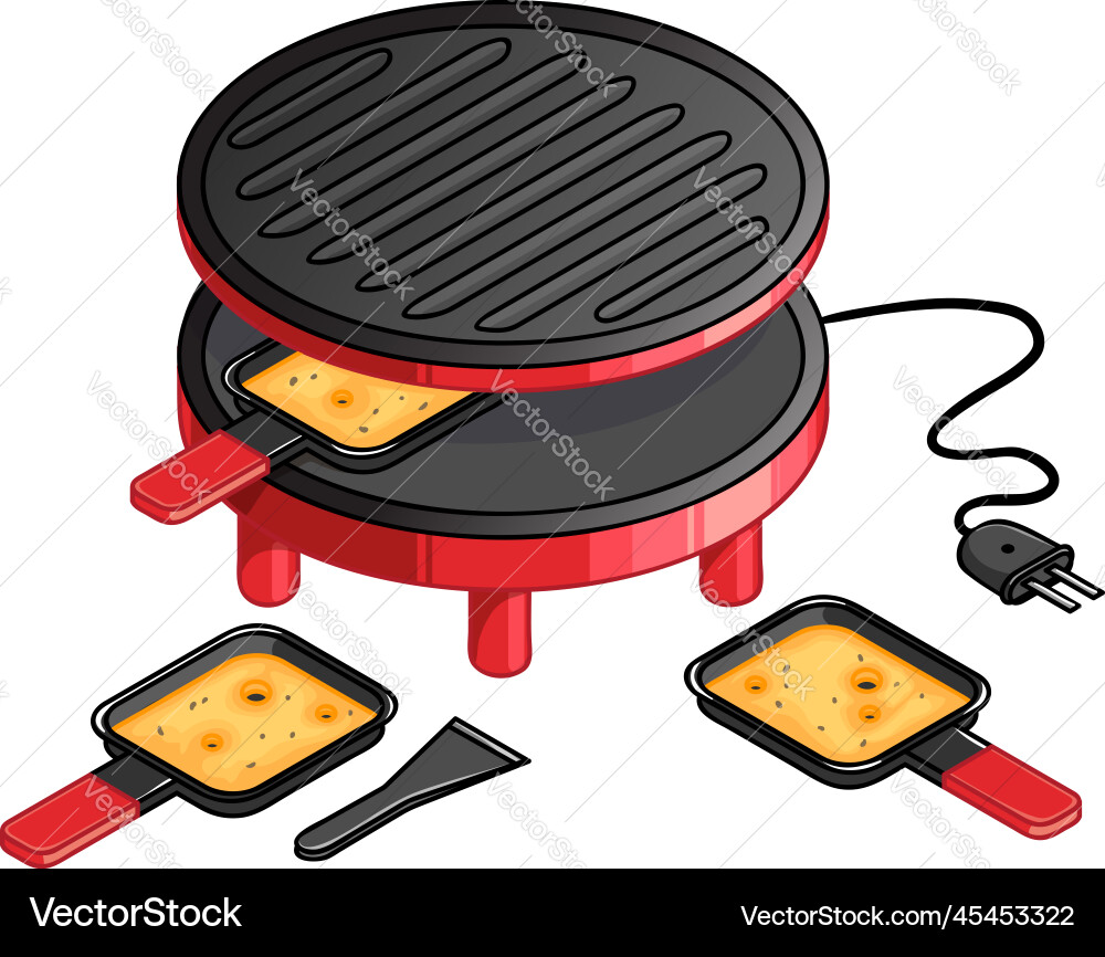Swiss red pot with cheese raclette Royalty Free Vector Image