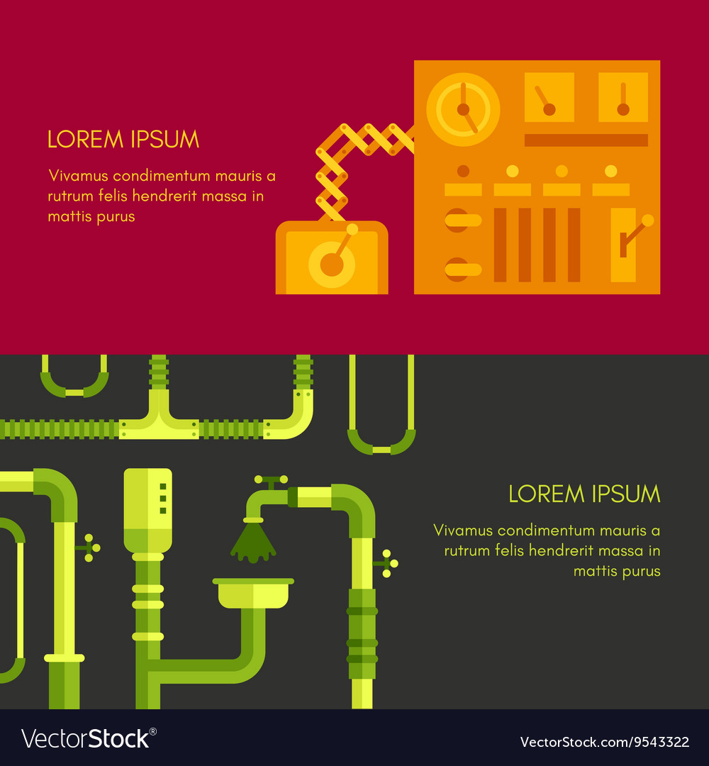 Two horizontal web banners with engineering Vector Image