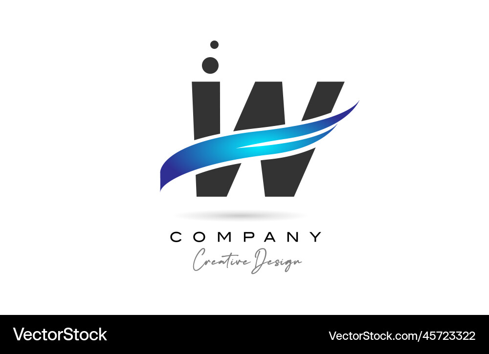 W grey blue dots alphabet letter logo icon Vector Image