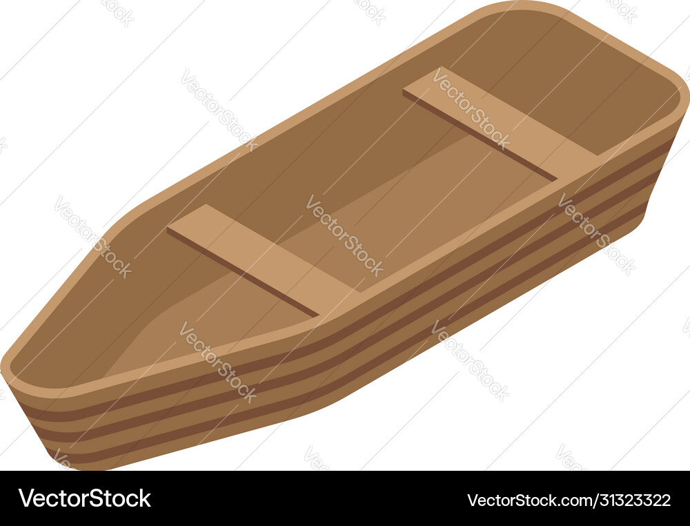 Wood boat icon isometric style Royalty Free Vector Image