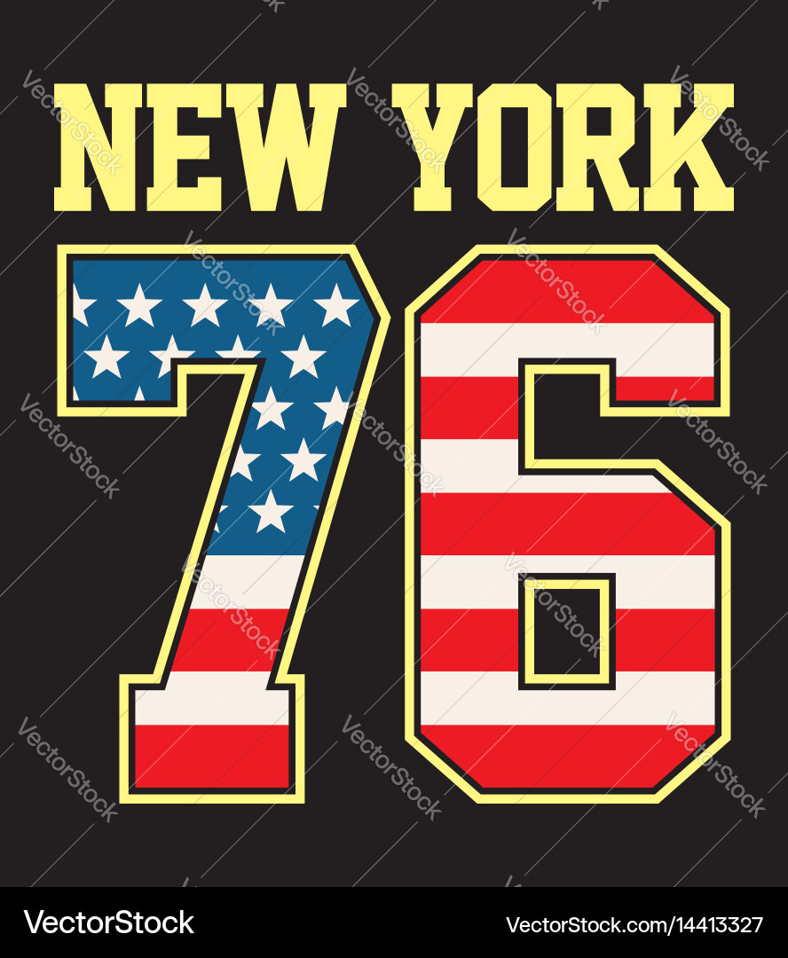 Athletic new york 76 tshirt graphic Royalty Free Vector