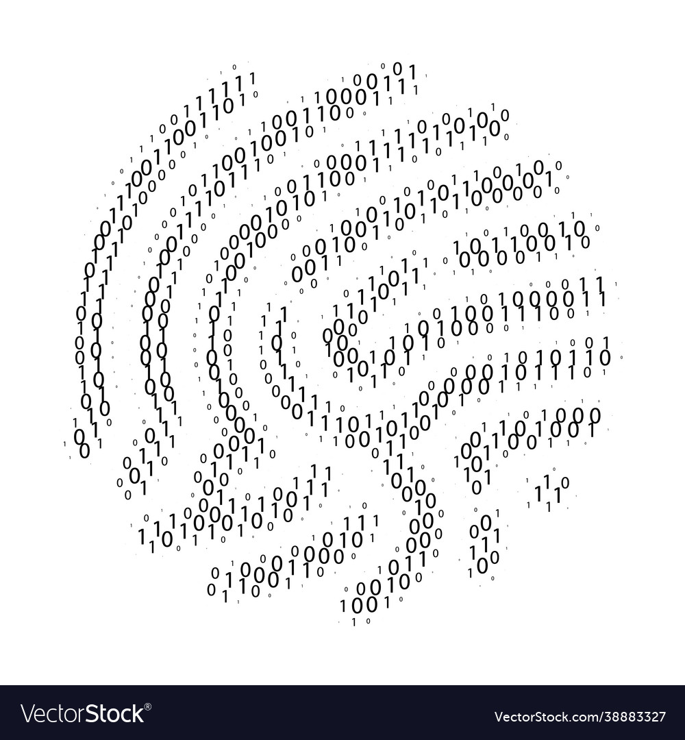 Binary code fingerprint shape set zero and Vector Image
