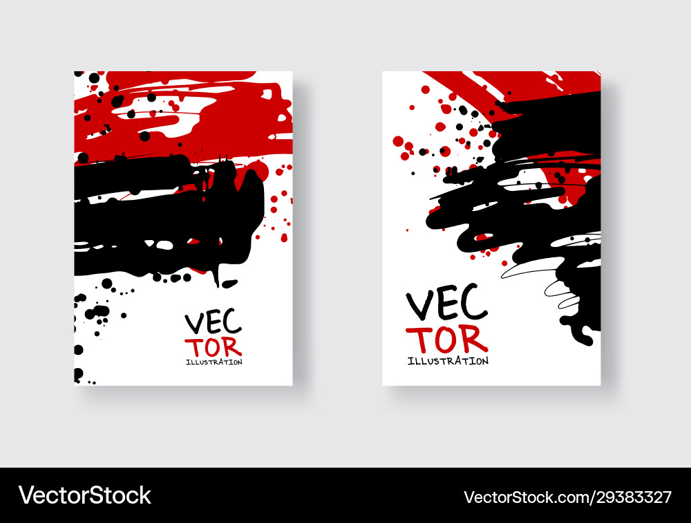 Black and red abstract design set ink paint Vector Image