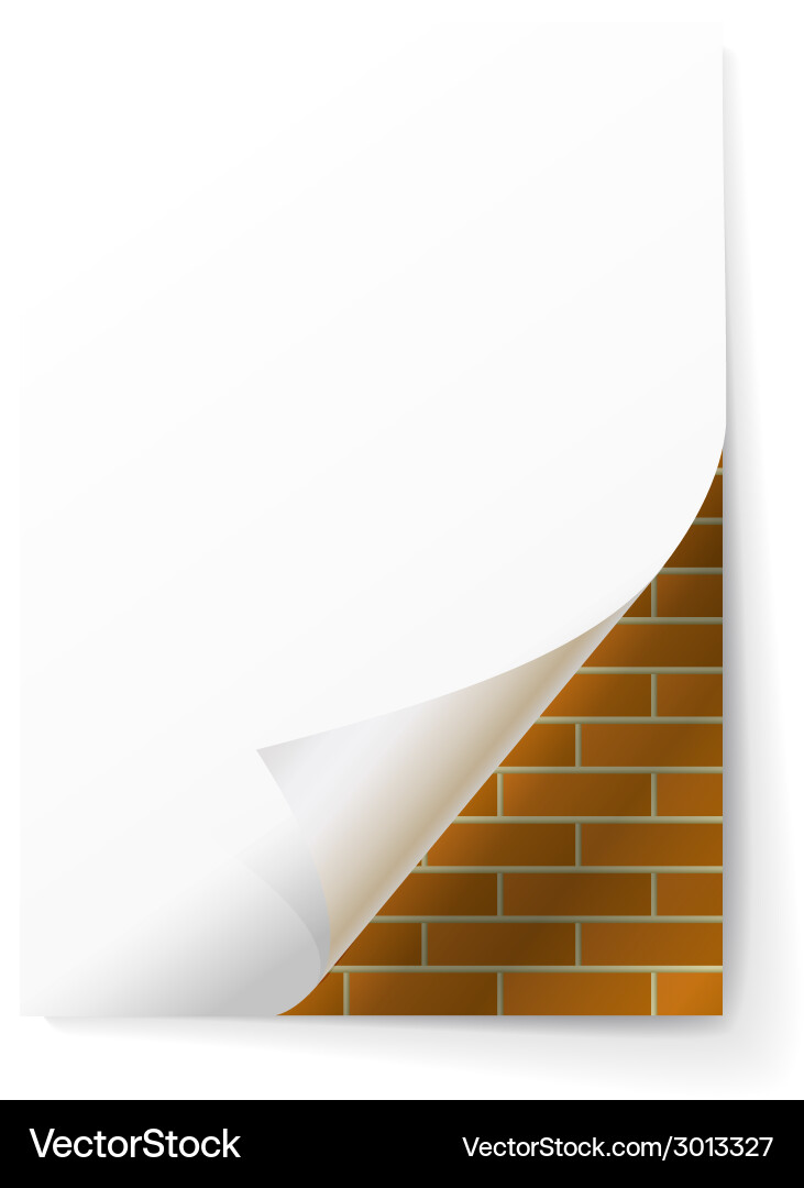 Brick wall under a sheet of paper Royalty Free Vector Image
