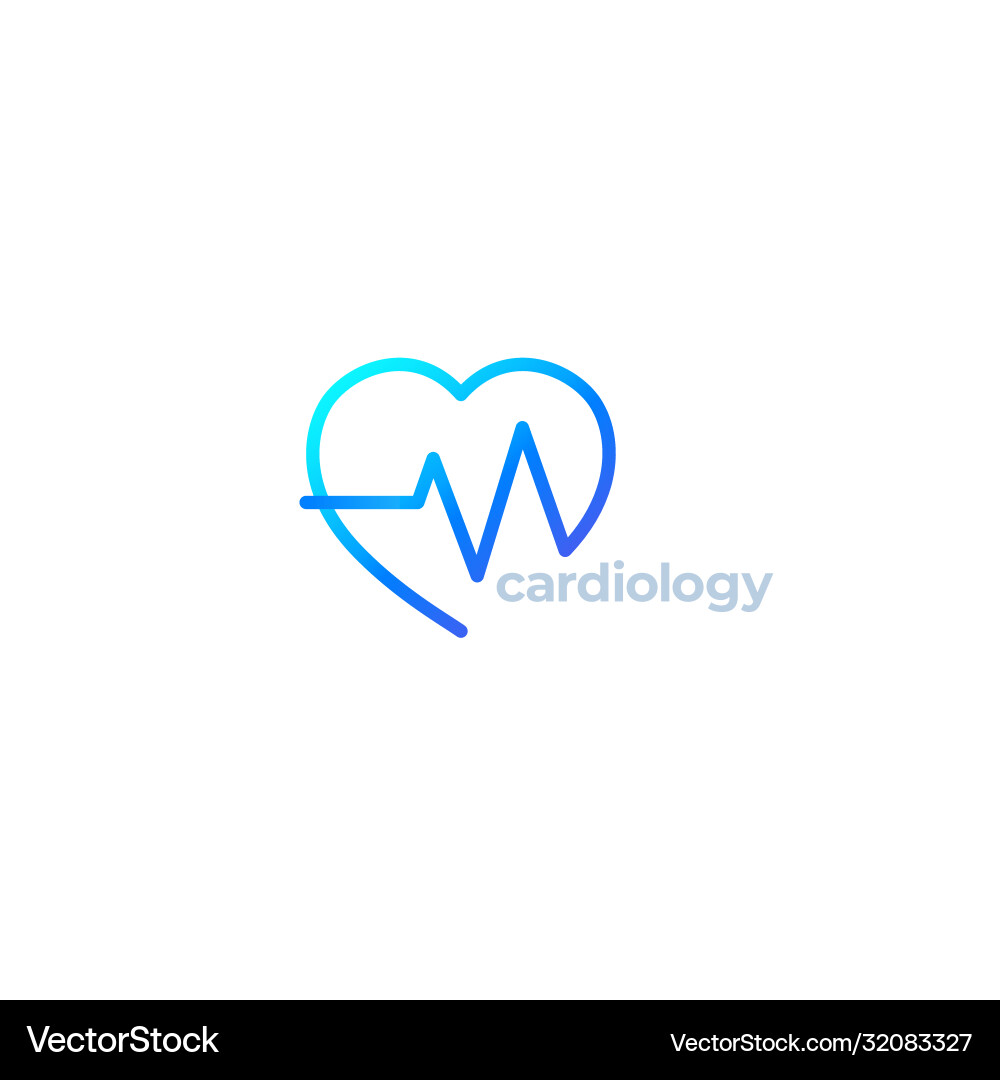 Cardiology logo with heart Royalty Free Vector Image
