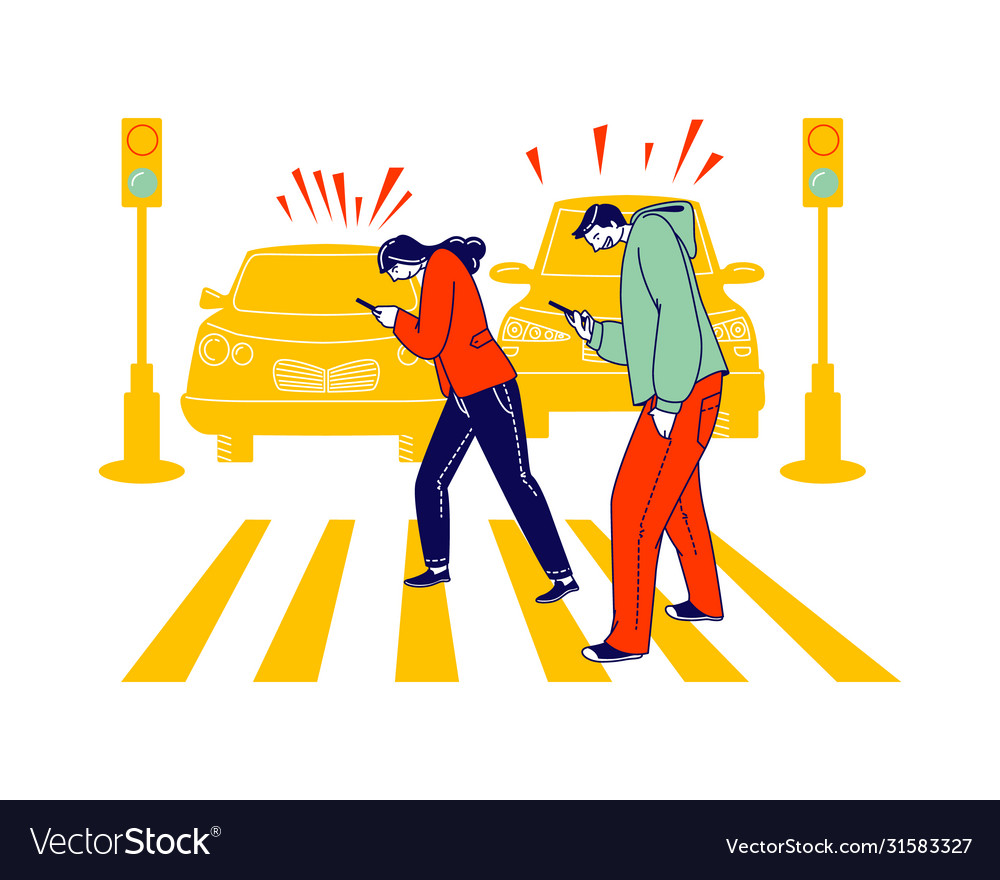 Careless characters using smartphone while Vector Image