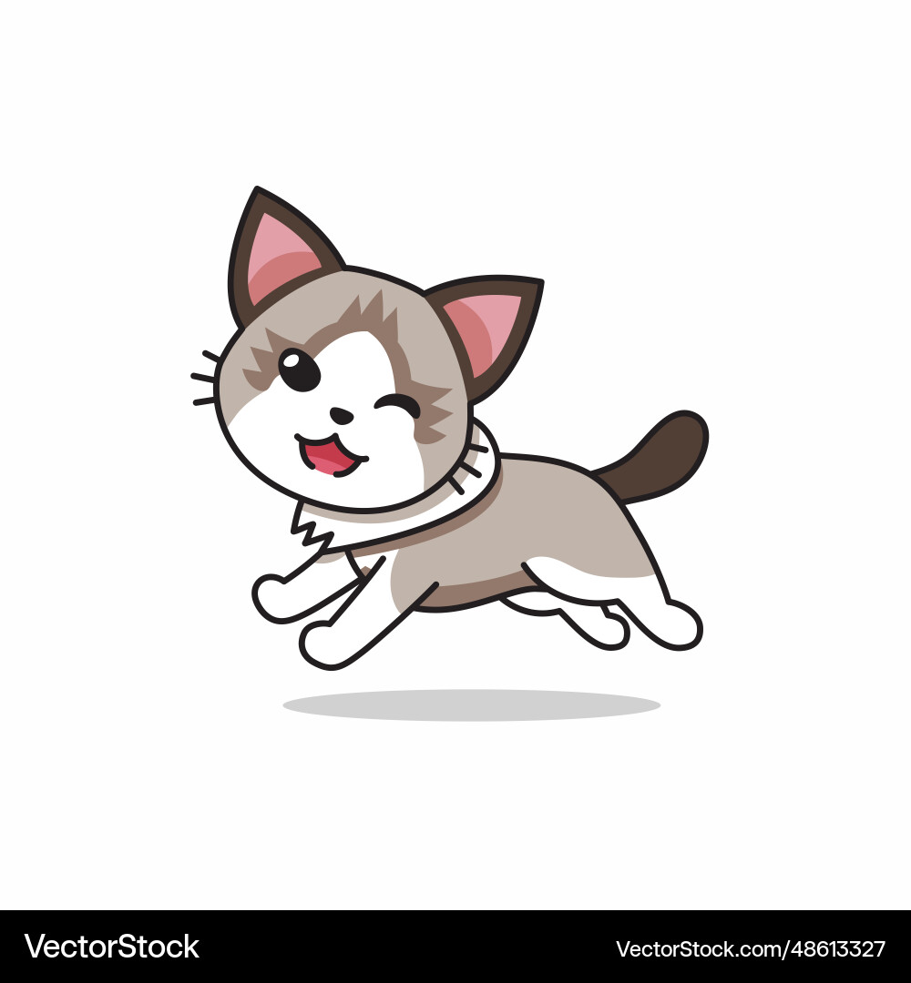 Cartoon character ragdoll cat running Royalty Free Vector
