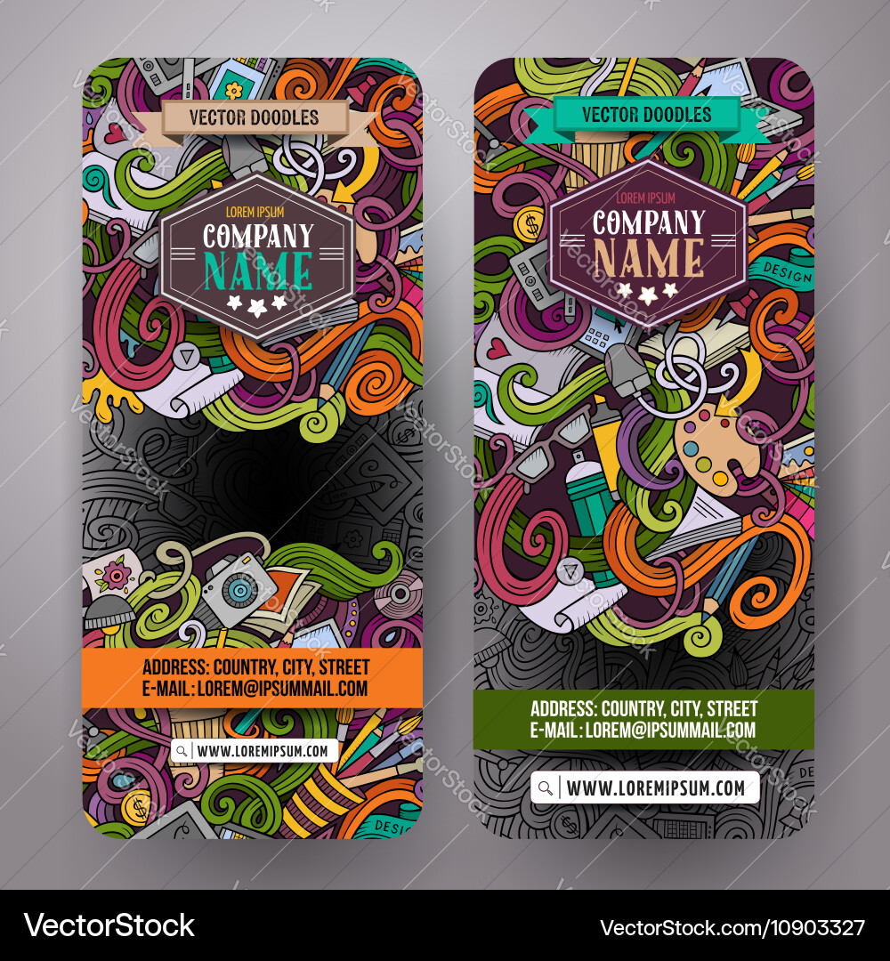 Cartoon doodles artistic banners Royalty Free Vector Image