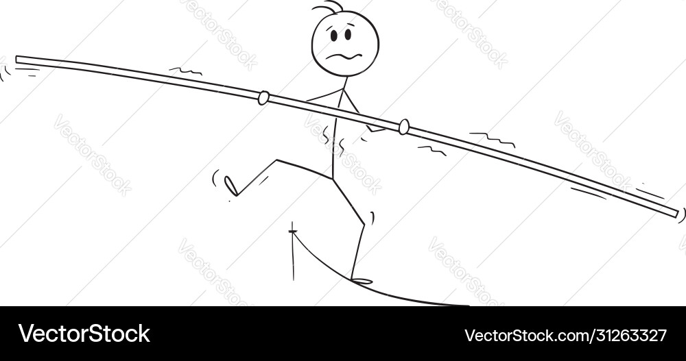 Cartoon ropewalker tightrope walker man Royalty Free Vector