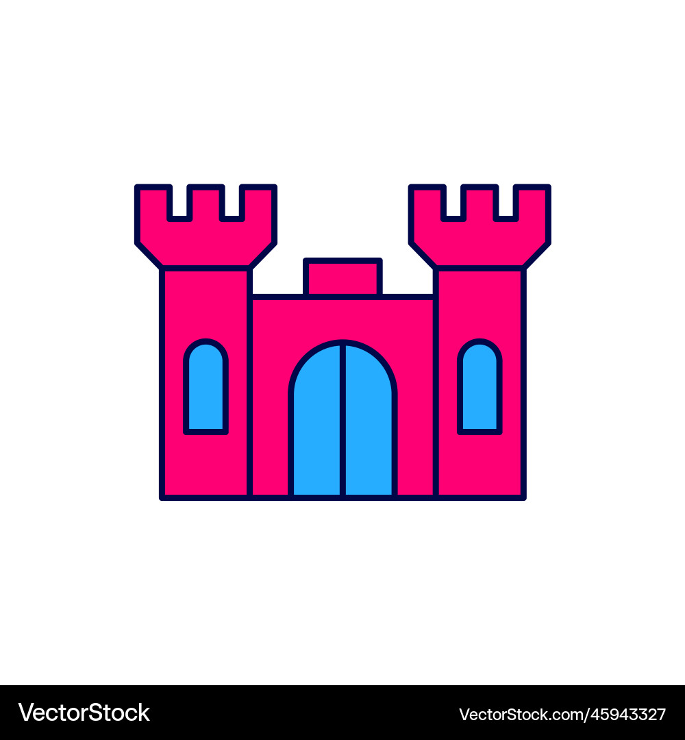 Filled outline castle icon isolated on white Vector Image