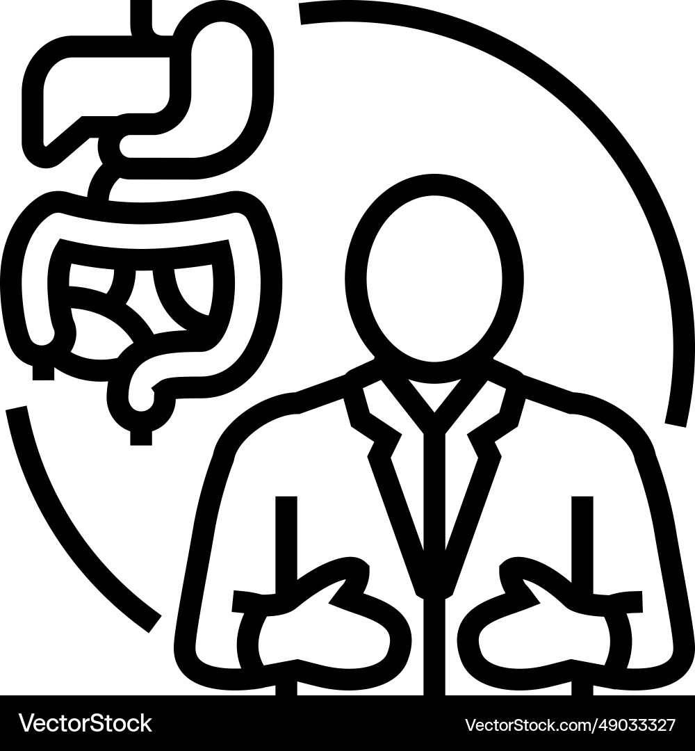 Gastrointestinal doctor line icon Royalty Free Vector Image