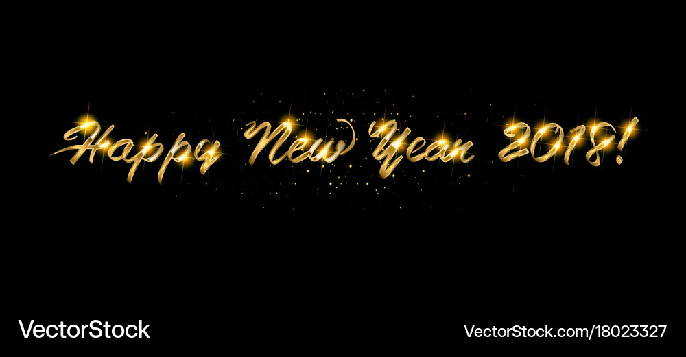 Gold happy new year greeting text Royalty Free Vector Image