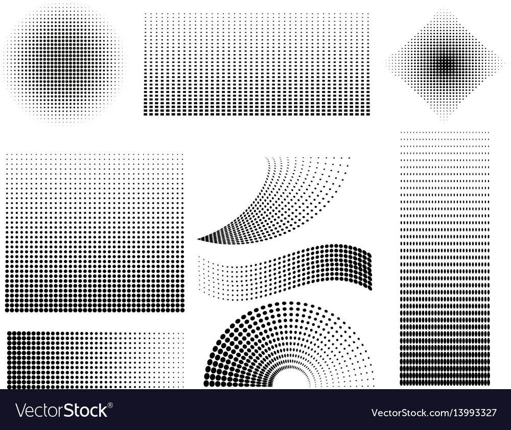 Halftone style elements set collections Royalty Free Vector
