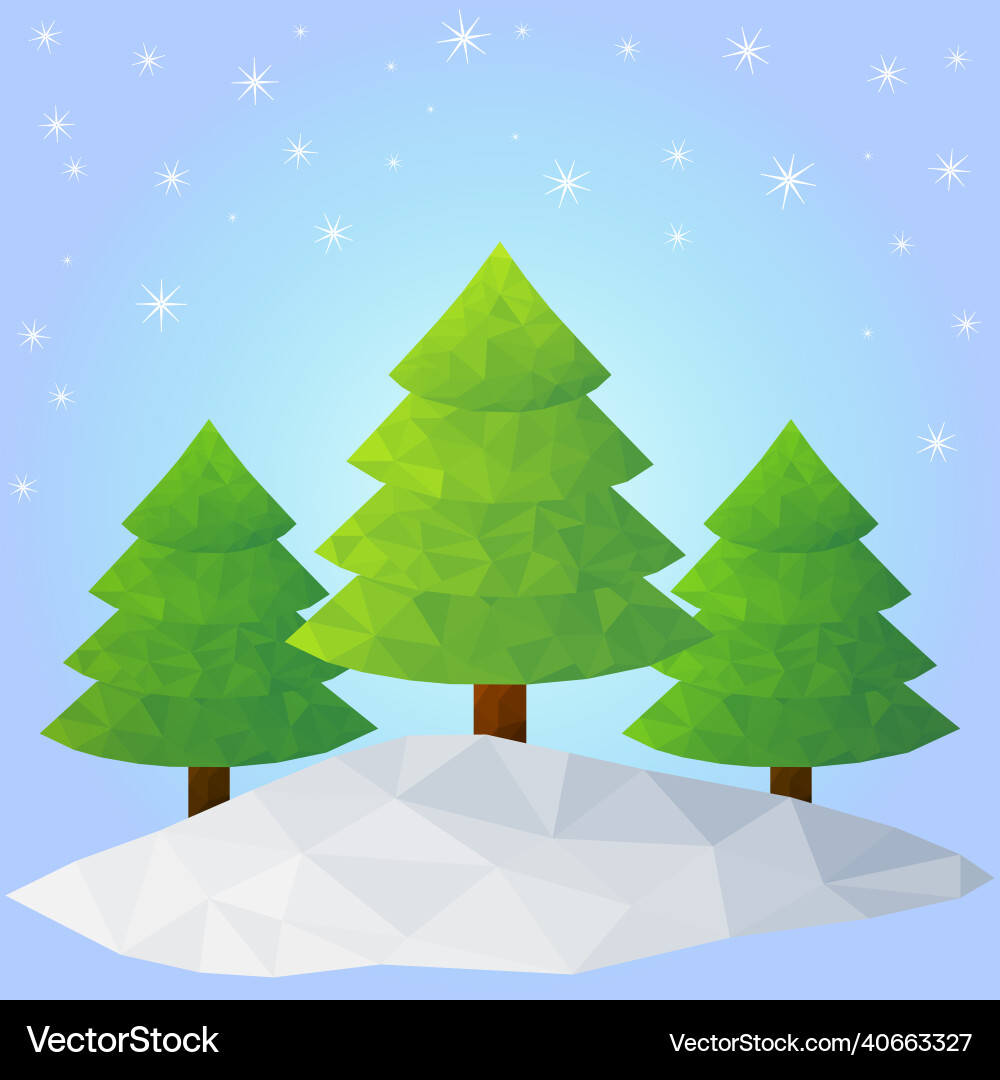 Low poly christmas trees made of triangles Vector Image