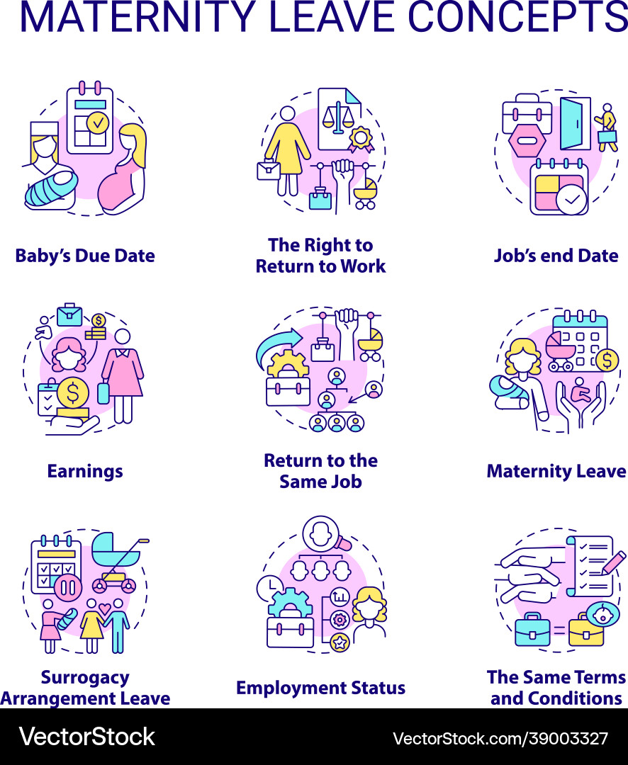 Maternity leave related concept icons set Vector Image