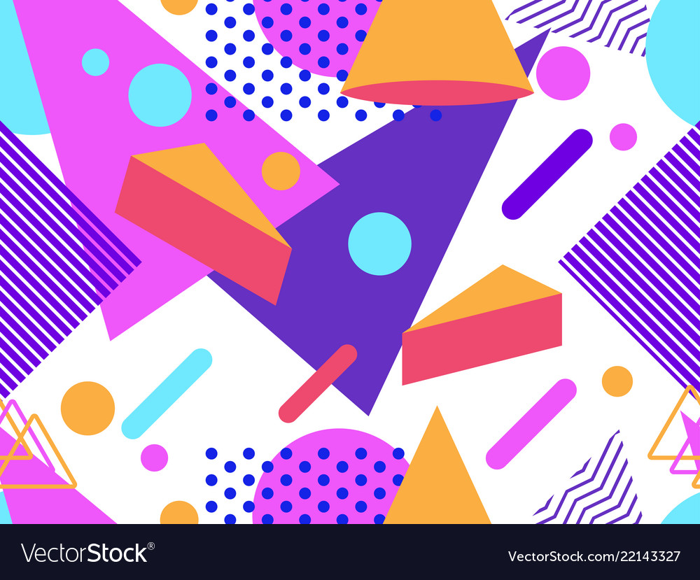 Memphis seamless pattern geometric elements Vector Image