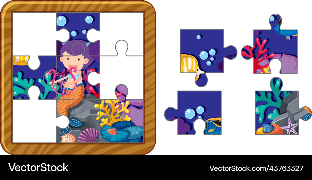 Photo jigsaw puzzle game template Royalty Free Vector Image