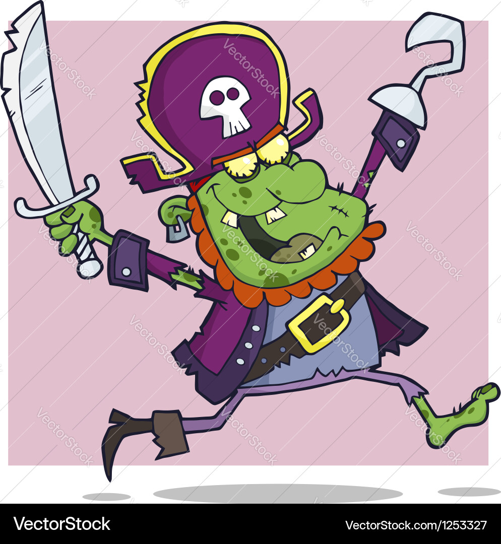 Pirate zombie cartoon character Royalty Free Vector Image