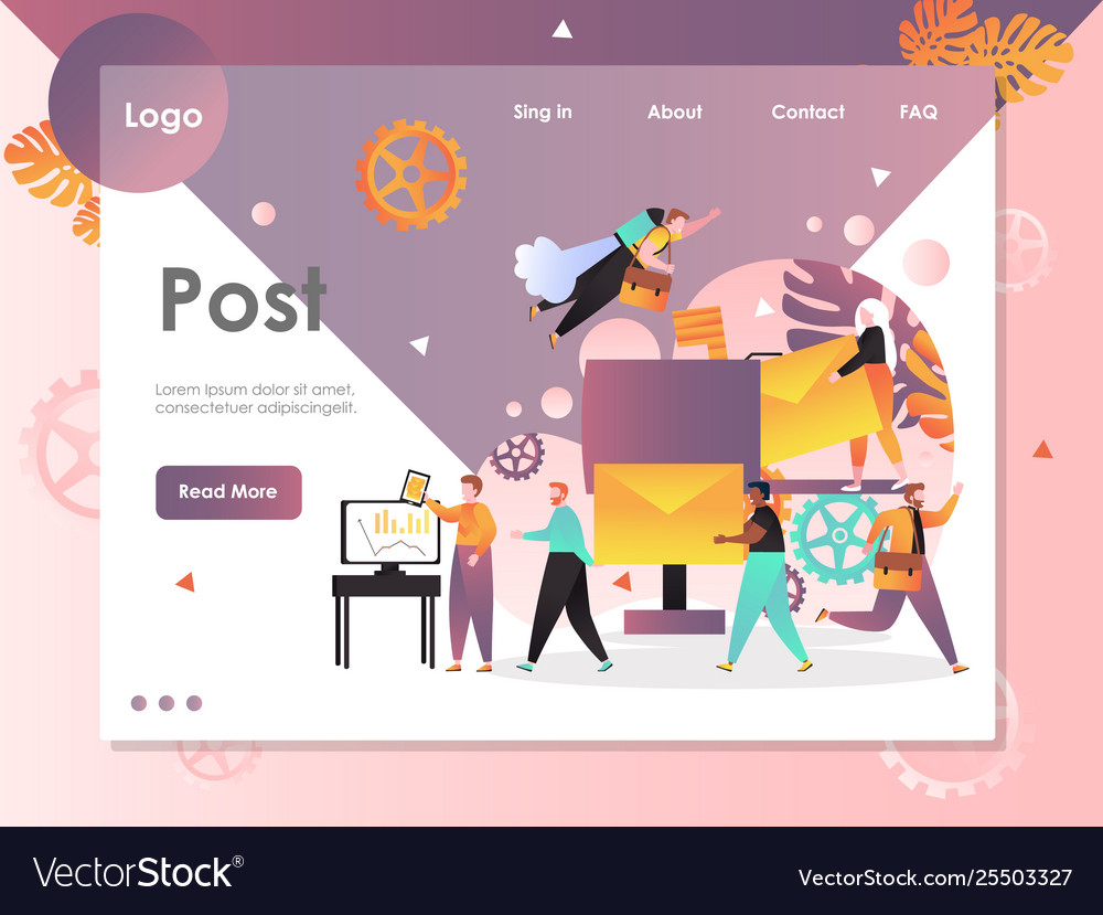 Post website landing page design template Vector Image