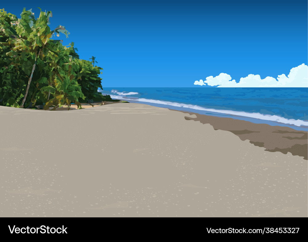 Sandy tropical beach and sea in background Vector Image