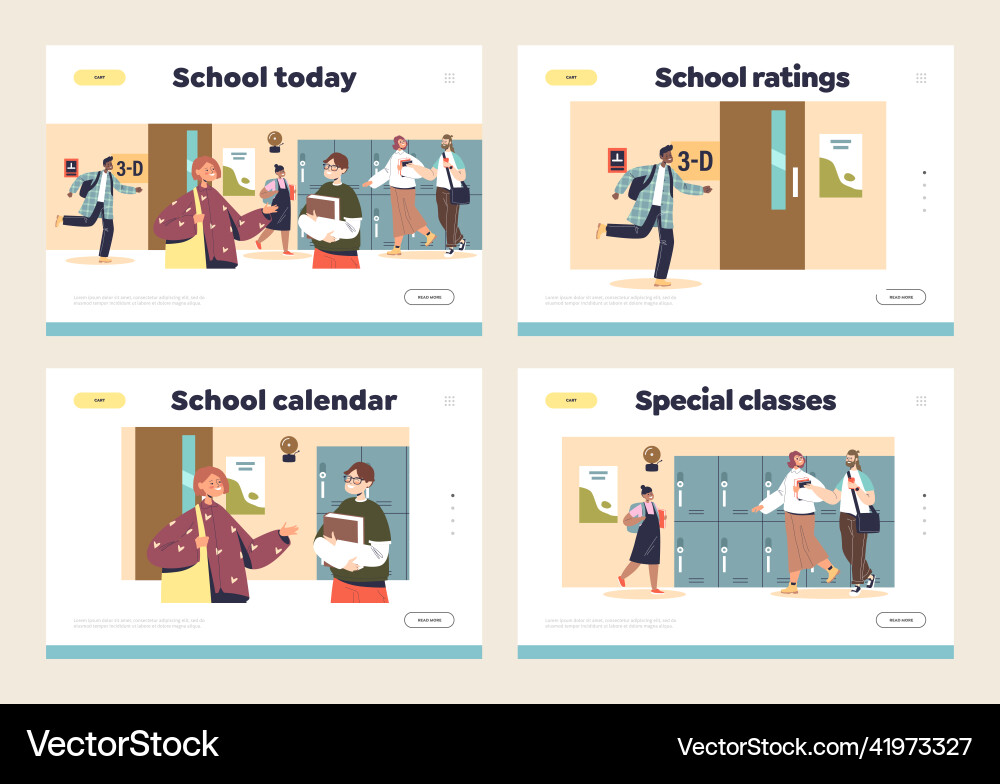 School classes and studying concept of landing Vector Image
