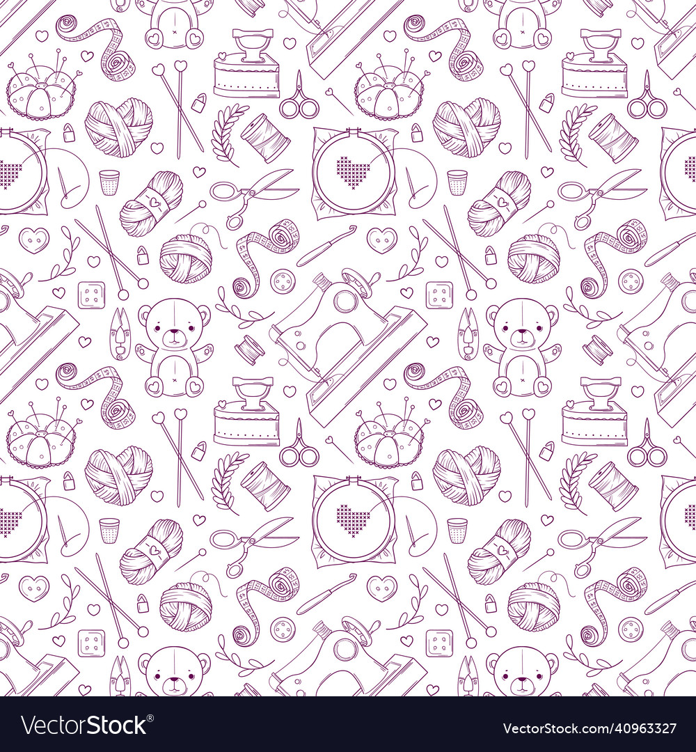 Seamless pattern with objects for sewing Vector Image